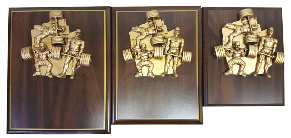 powerlifting awards. Resin sculpture plaques. Olympic weightlifting